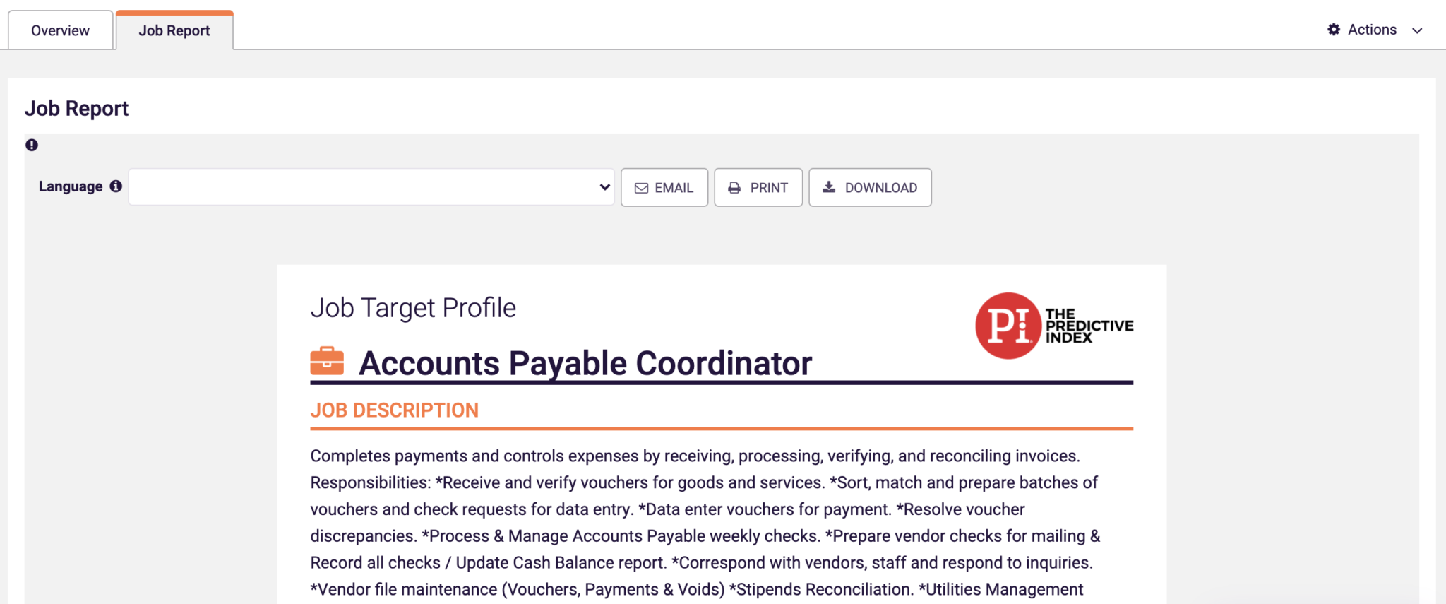 Job target alignment - The Predictive Index